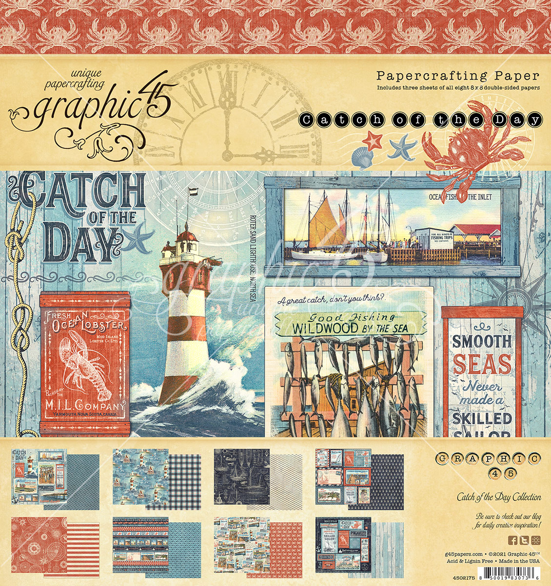 Graphic 45 Catch of the Day 8 x 8 Paper Pad - Crafts by Gerrie