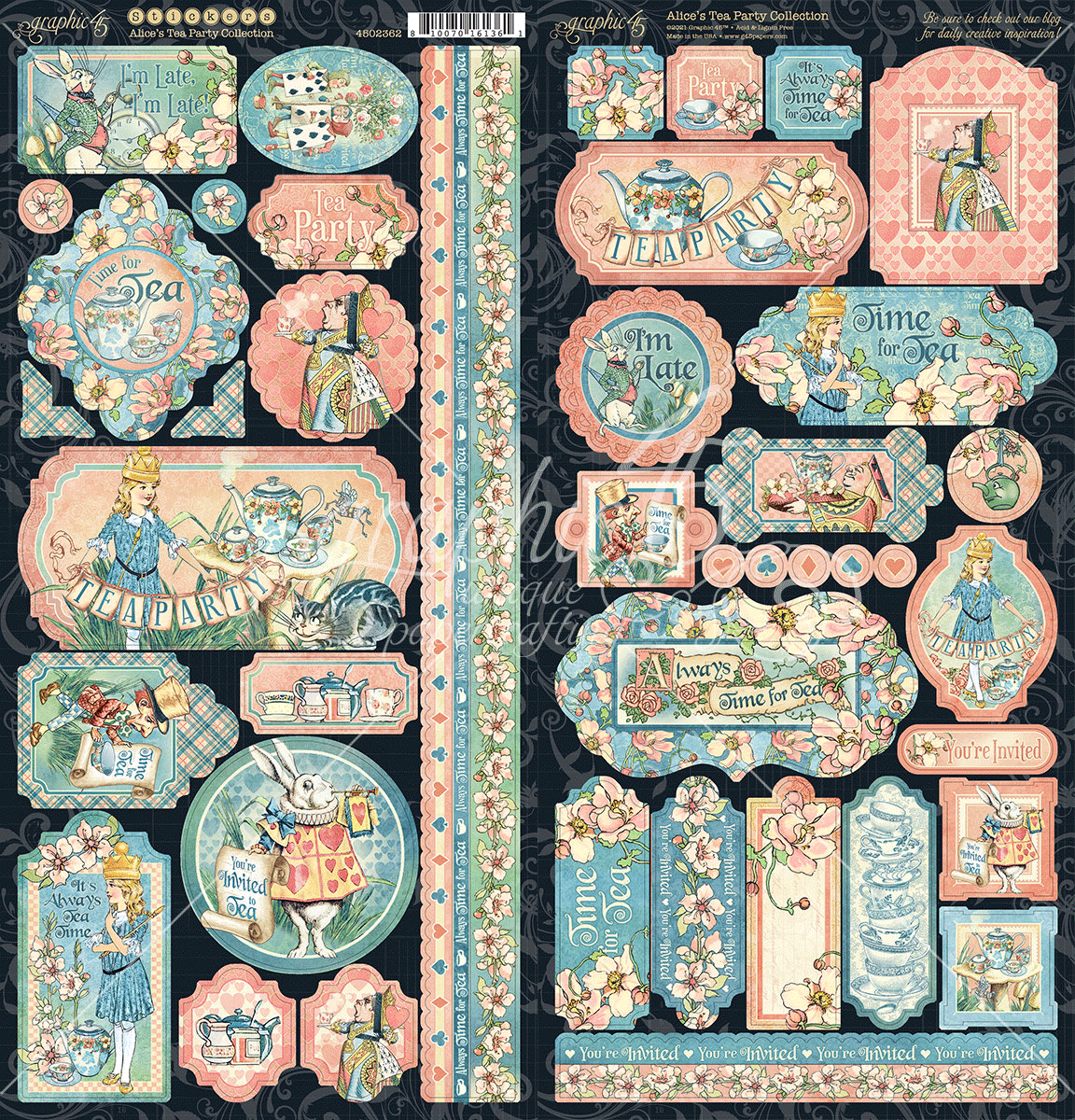 Graphic 45 Alice's Tea Party Stickers - Crafts by Gerrie