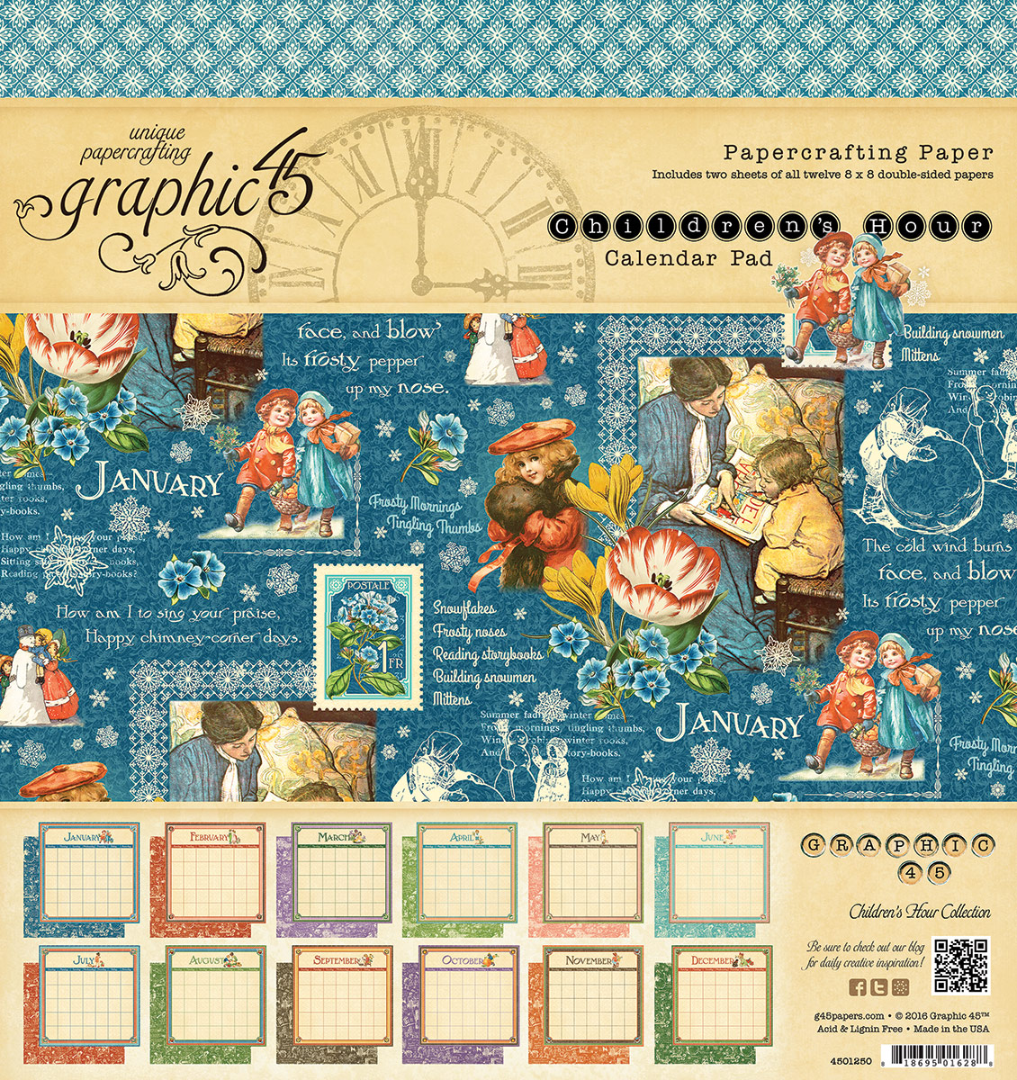 Graphic 45 Children's Hour 8x8 Calendar Pad - Crafts by Gerrie